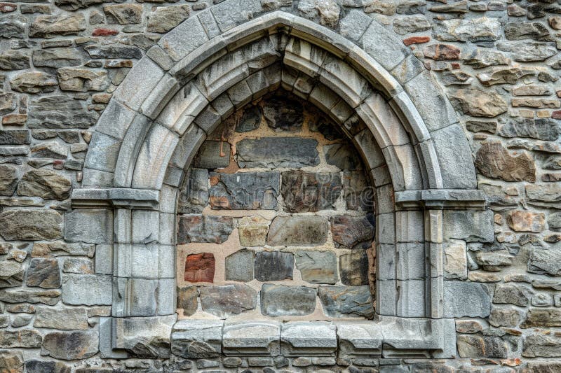 A Stone Wall with an Arched Entrance Stock Photo - Image of building ...