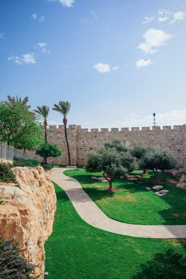 Stone Wall Around the Old City of Jerusalem Stock Image - Image of ...