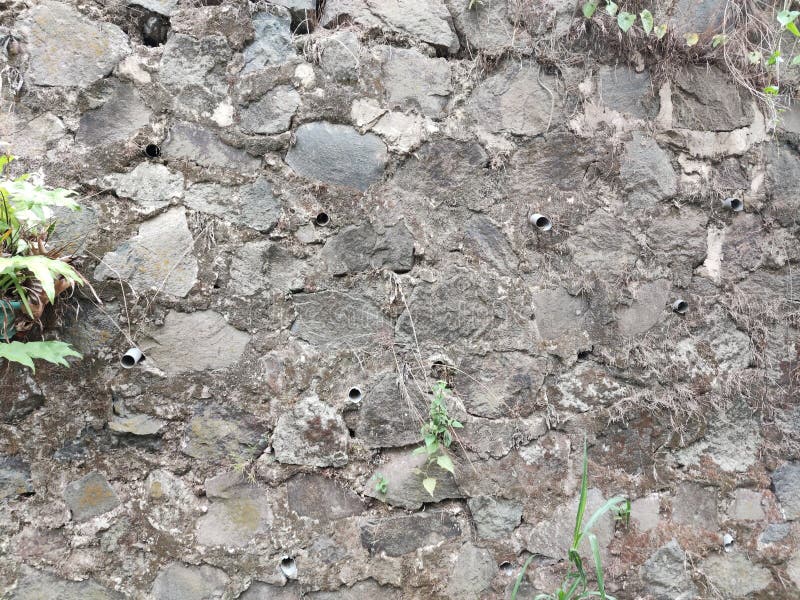 Stone Wall As a Cliff and Road Barrier Stock Image - Image of forest ...