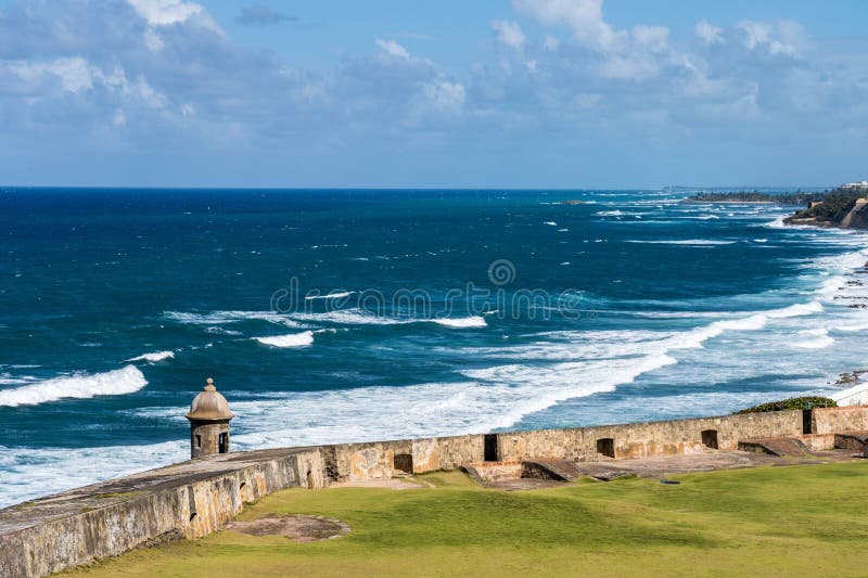 Stone Wall with a Backdrop of the View of the Ocean Stock Image - Image ...