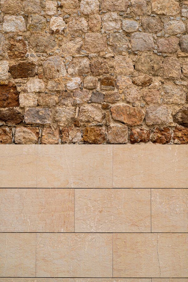 Stone Wall Background, Divided into Ancient and Irregular Stone and ...