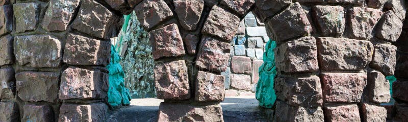 Stone Wall of Blocks and 2 Windows Stock Image - Image of urban ...