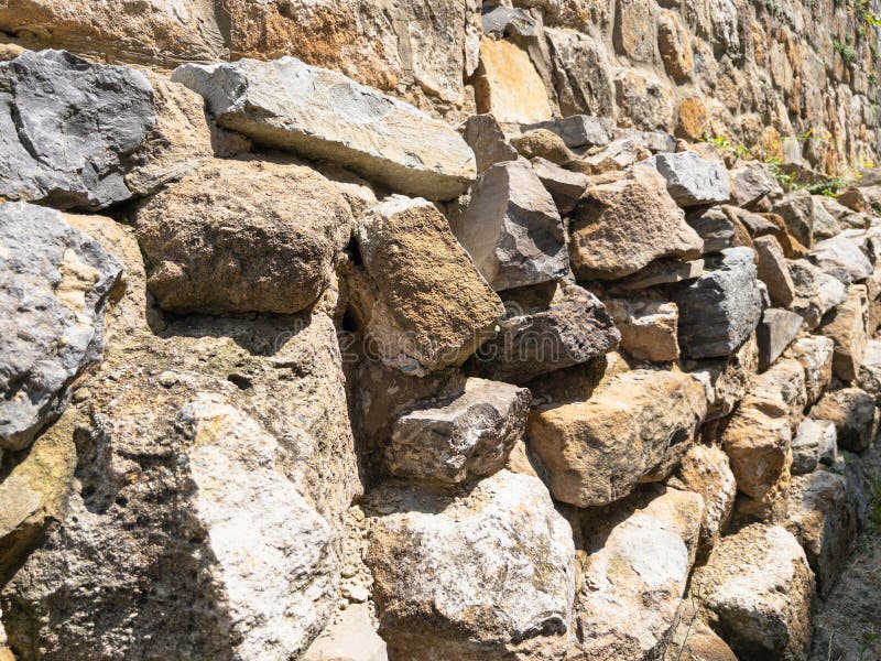 Stone Wall Build from Large Stones Different Shapes Stock Photo - Image ...