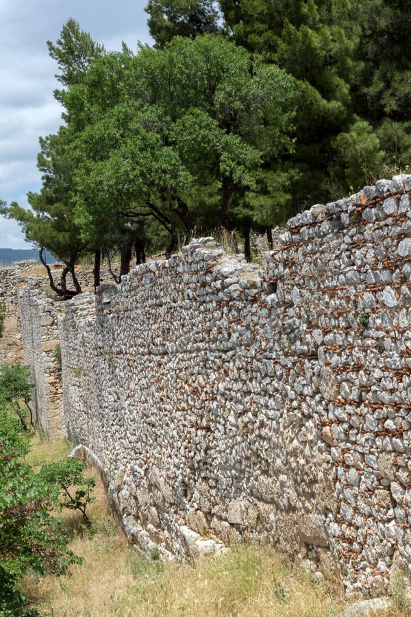 Stone Wall of the Castle of Lamia City, Greece Stock Photo - Image of ...