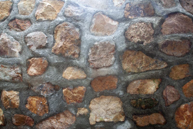 Stone wall with cement. stock photo. Image of abstract - 120876000