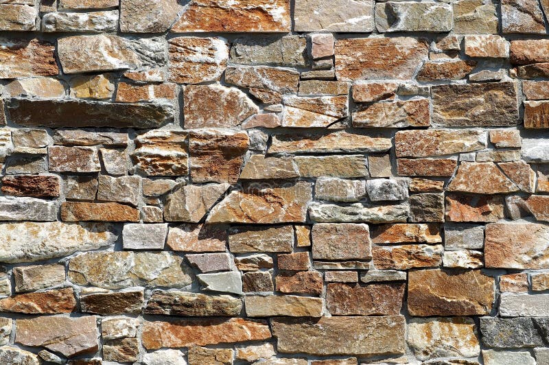 Stone Wall Cladding Made of Brown and Gray Natural Rocks. Background ...