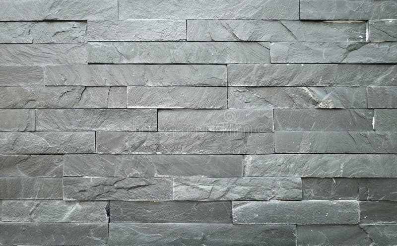 Stone Wall Cladding Made of Horizontal Gray Bricks of Natural Rock ...