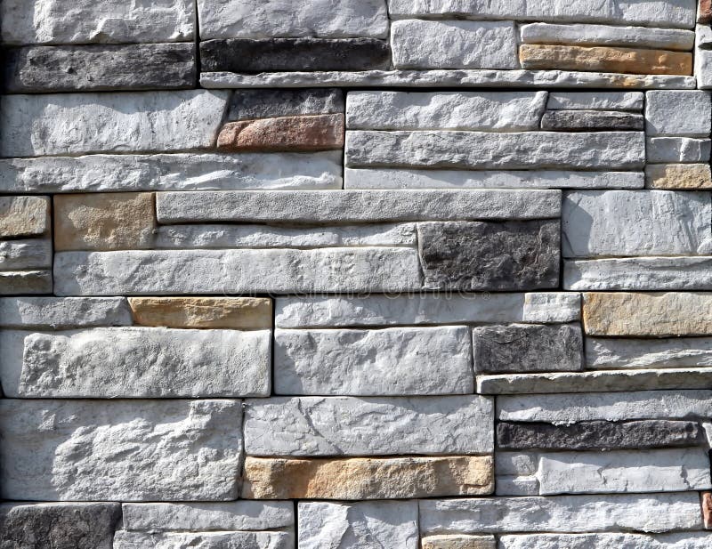 White Stacked Slabs Stone Wall Cladding Panels. Stock Image - Image of ...