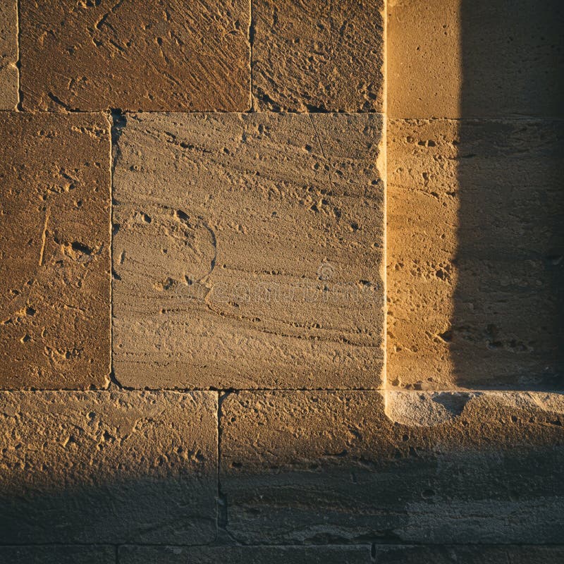 Stone Wall Composed of Rectangular Sandstone Blocks. the Surface ...