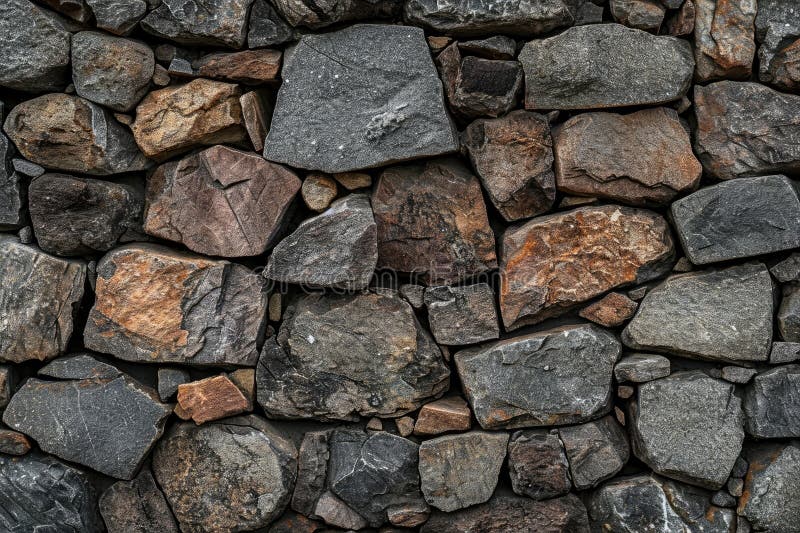 Stone Wall Constructed with Assorted Rocks Stock Illustration ...