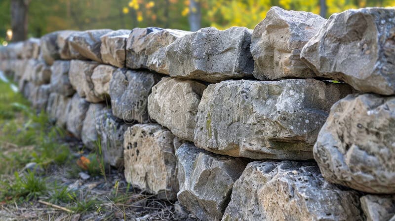 Stone Wall Constructed from Large Blocks in a Rural Setting Stock Photo ...