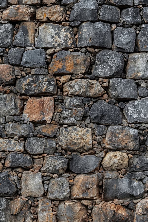 Stone Wall Constructed with Rocks and Cement Stock Illustration ...