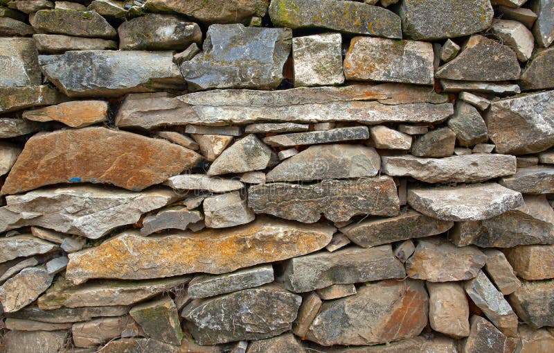 Stone Wall Dry Construction Photo Wall without Mortar Stock Image ...