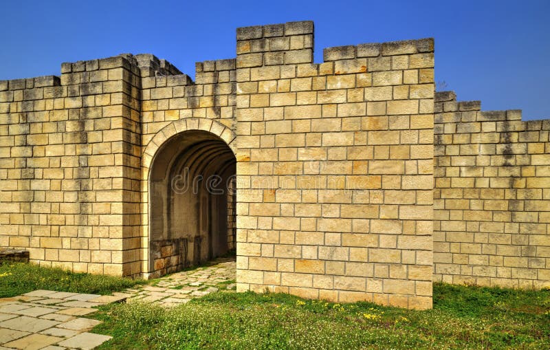 Stone Wall and Entrance of Ancient Fortress Stock Photo - Image of ...