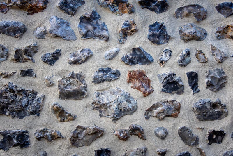 Stone Wall, Flint and Concrete. Background, Texture Stock Photo - Image ...