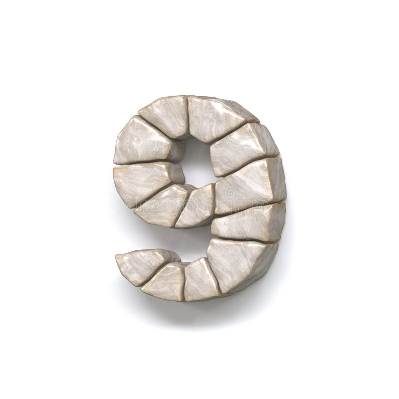 Stone Wall Font Number 9 NINE 3D Stock Illustration - Illustration of ...