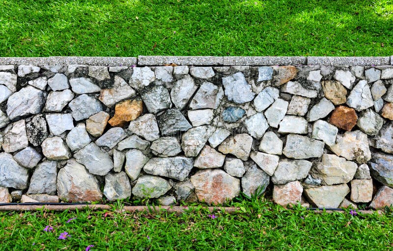Stone Wall and Grass Texture Background Stock Image - Image of concrete ...