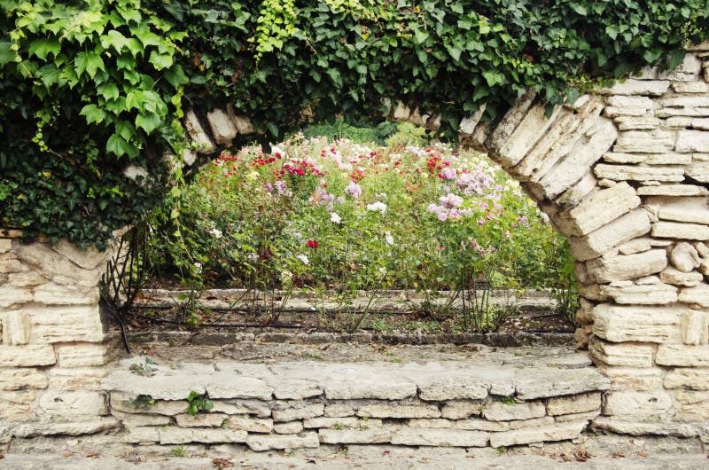 Stone Wall with Greenery stock photo. Image of outside - 42949068