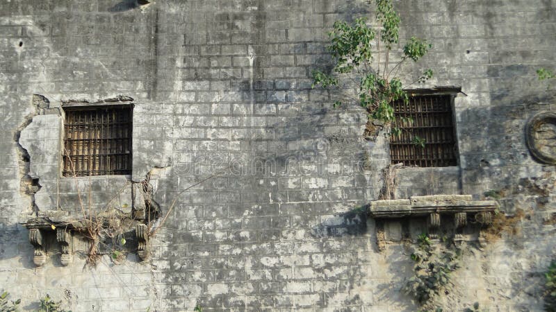 Historical Wall Having Two Windows Stock Photo - Image of stone, wall ...