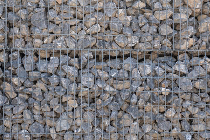 Stone Wall Held by a Metal Grid Stock Image - Image of grilling, grill ...