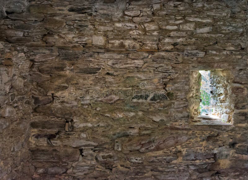 Stone Wall Interior with a Side Window Stock Photo - Image of europe ...