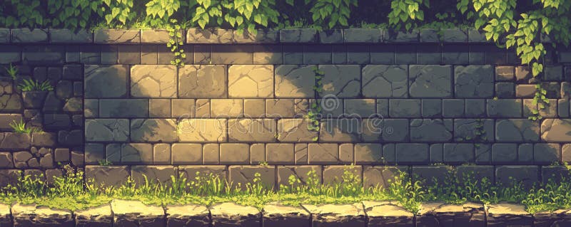 Stone Wall Landscape Backdrop, Side Scrolling Video Game Background ...