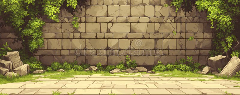 Stone Wall Landscape Backdrop, Side Scrolling Video Game Background ...