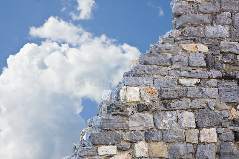 Stone Wall with Large Stone Blocks Against a Sky Background - Concept ...