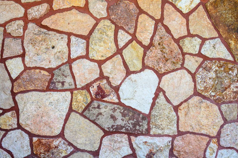 Stone Wall Made with Flagstones and Red Mortar, As an Abstract ...