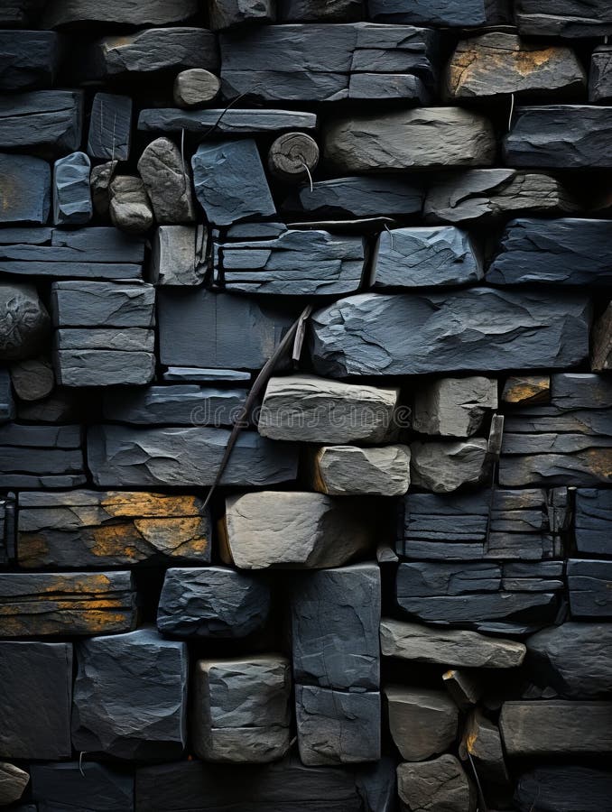 A Stone Wall is Made Up of Many Different Types of Rocks Stock ...