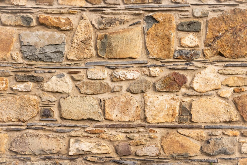 Stone Wall Made of Welsh Stone. Background Texture Stock Image - Image ...
