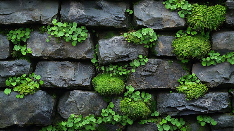 Stone Wall, Moss, Plants, Growth, Texture, Nature, Background, Garden ...