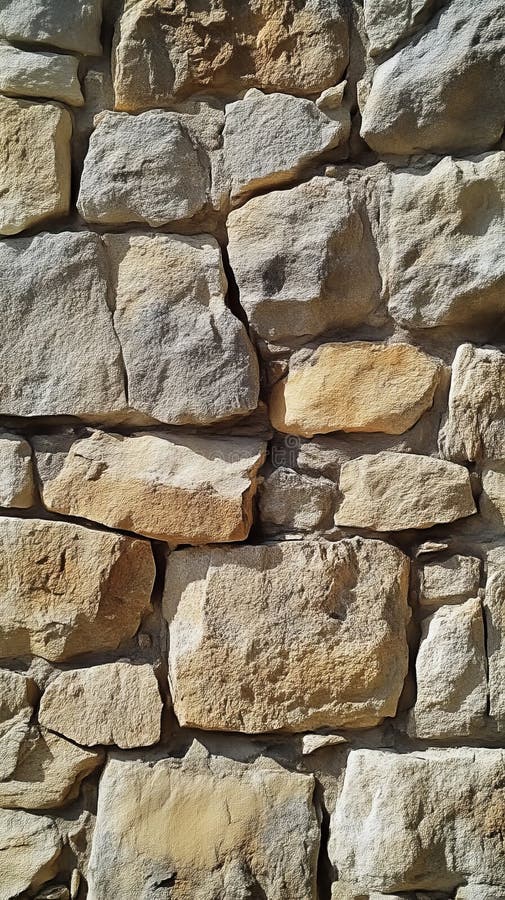 Stone Wall with Natural Texture in Sunlight Stock Photo - Image of ...