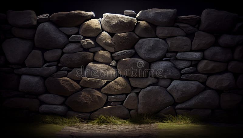 Stone Wall Night Scene: a Dramatic Composition of Rough-Hewn Stones ...