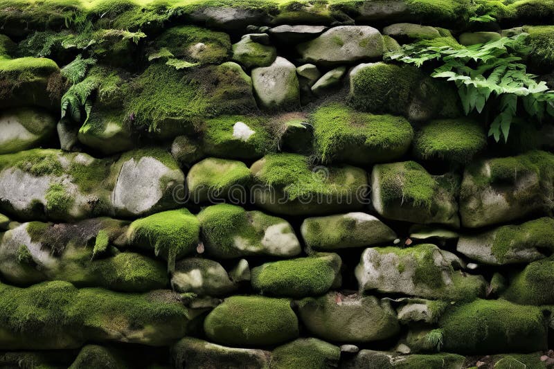 Stone Wall an Old Moss Covered Stone Wall with Natural Textures Stock ...
