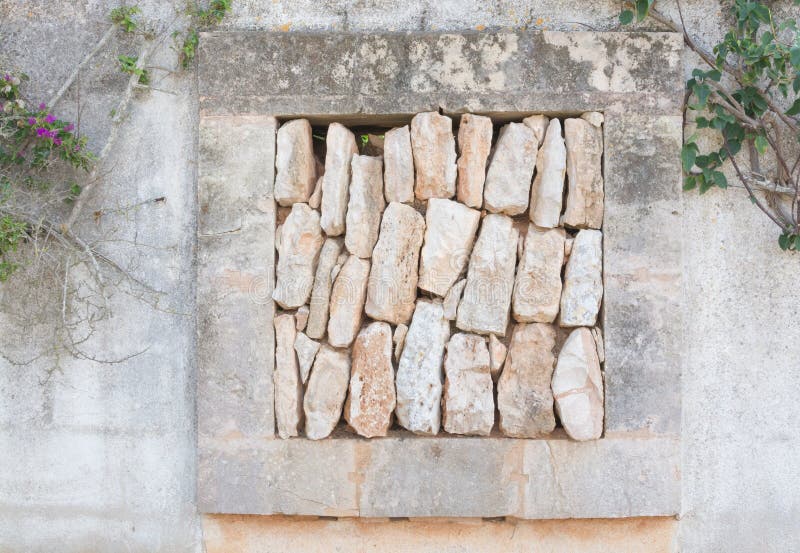 Stone Wall Opening with Stack of Rocks Stock Image - Image of stone ...