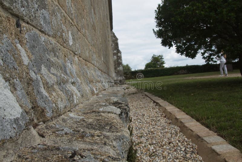 Stone wall in the park stock image. Image of ruins, stones - 259706069