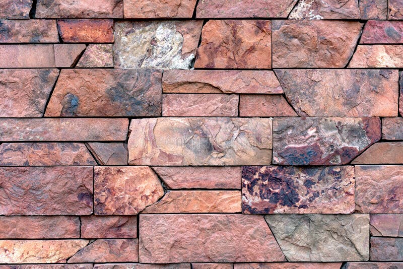 Stone Wall Pattern for Exterior and Interior Decoration. Red Granite ...