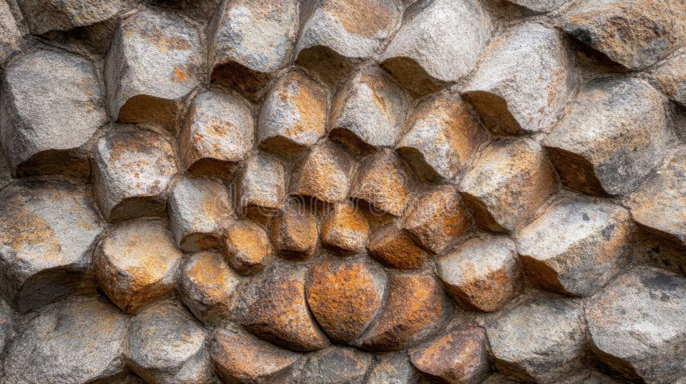 Stone Wall with a Pattern of Interlocking Rounded Rocks Stock ...