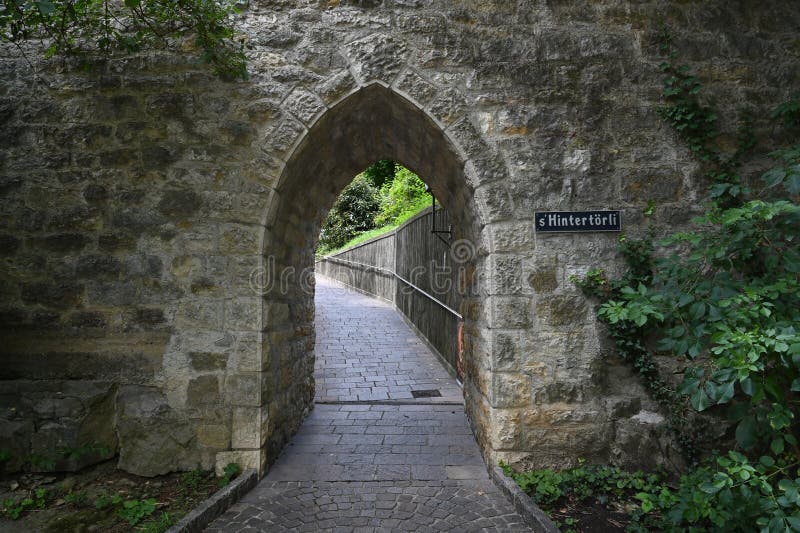 Stone Wall with a Pointed Arch Passage. Stock Photo - Image of ...