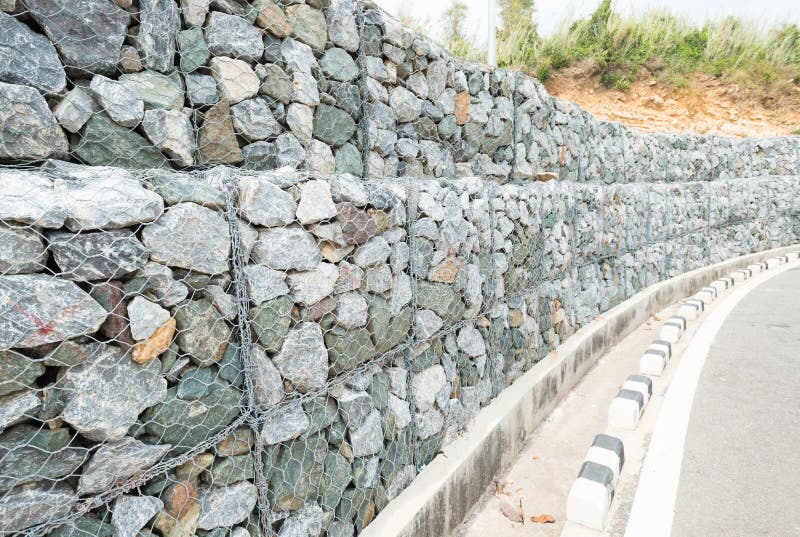Stone Wall - for Protect Rock Fall Down and Erosion from Hill. Stock ...