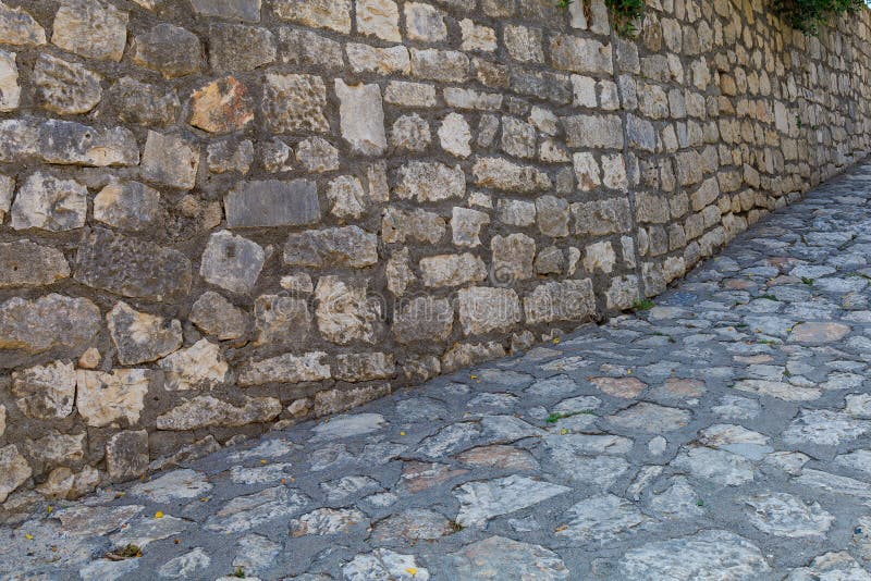 Stone Wall and Stone Road or Sidewalk in the Architecture of the Old ...