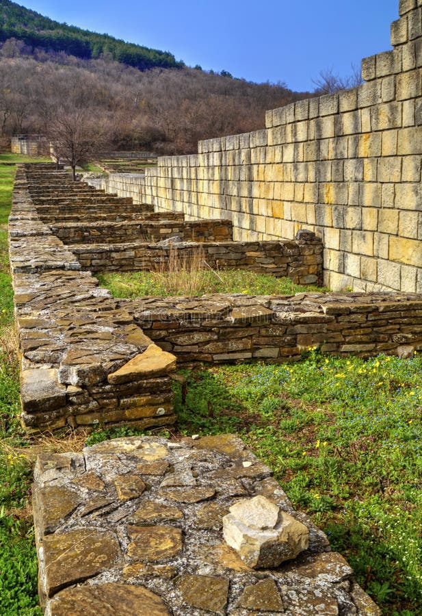 Stone Wall and Ruins of Ancient Fortress Stock Image - Image of facade ...
