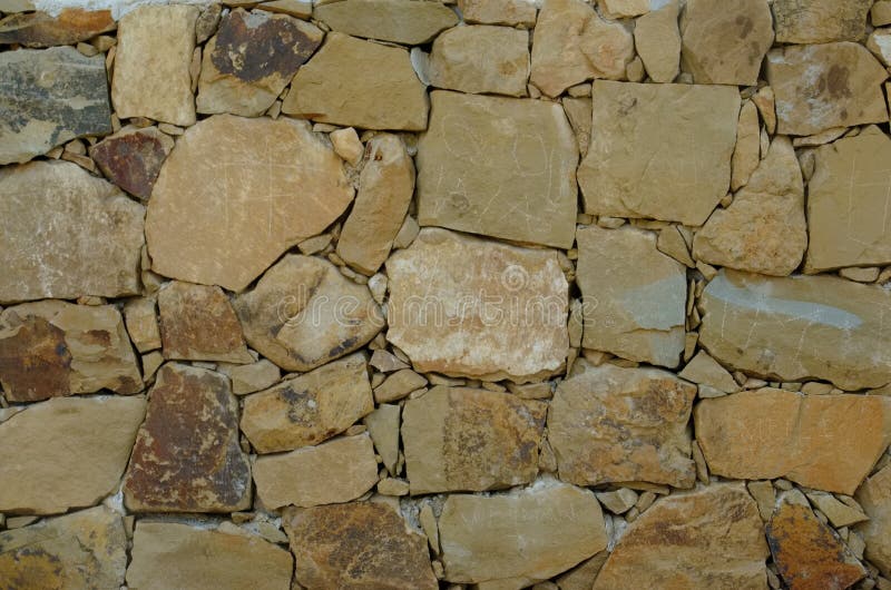 Stone Wall in Beige, Sand Color Stock Image - Image of brick, fence ...