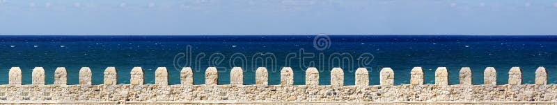 Stone Wall with Sea View the Island of Crete Stock Image - Image of ...