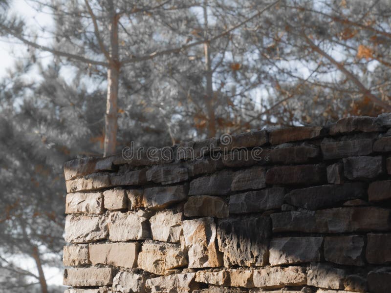 Stone Wall in with a Shadow Cast Over it in the Countryside Stock Photo ...