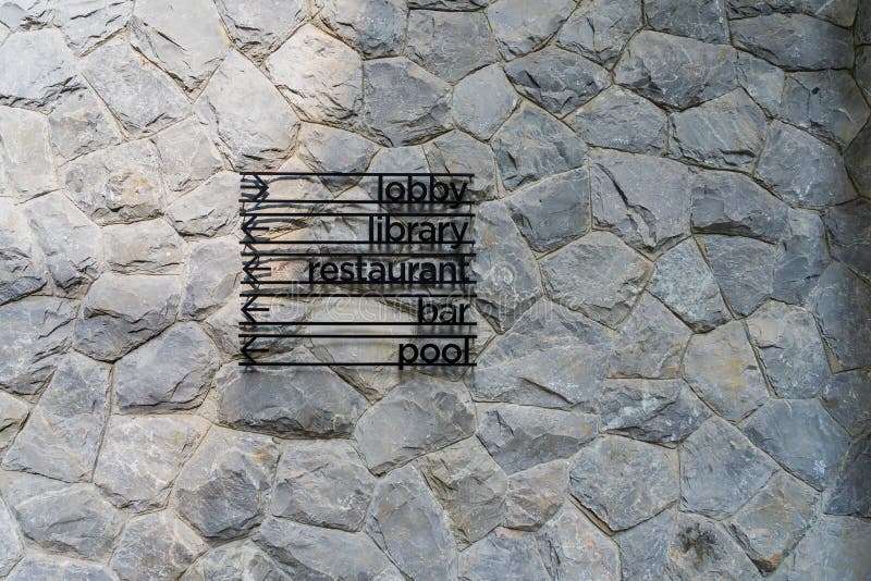 Stone wall with Sign board stock image. Image of close - 90645313