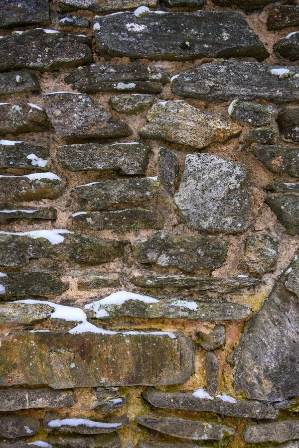 Stone Wall with Snow Texture Stock Photo - Image of stacked ...