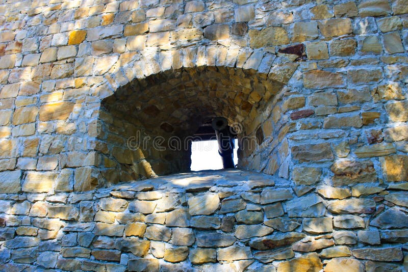 Stone Wall of Stronghold with Embrasure Stock Image - Image of loophole ...