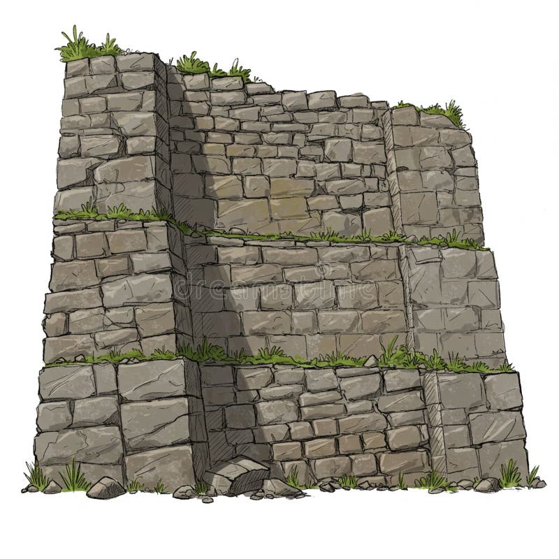 Stone Wall Structure with a Tiered, Step-like Design Resembling Ancient ...